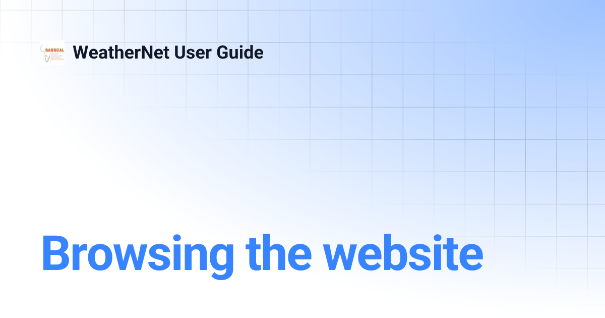 Browsing the website | WeatherNet User Guide